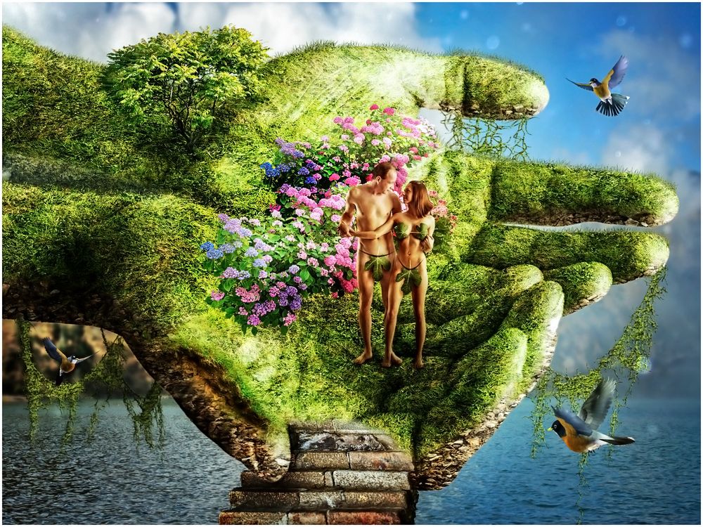 Adam und Eva, oder die sieben Stufen ins Paradies Foto & Bild | fotomontage, composing , digiart ...
