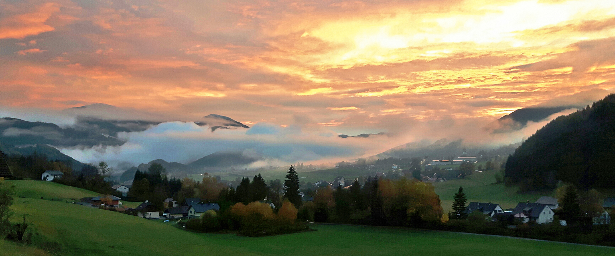 Aflenz Kurort, Sunset Panorama Foto & Bild | sunset, sommer, panorama ...