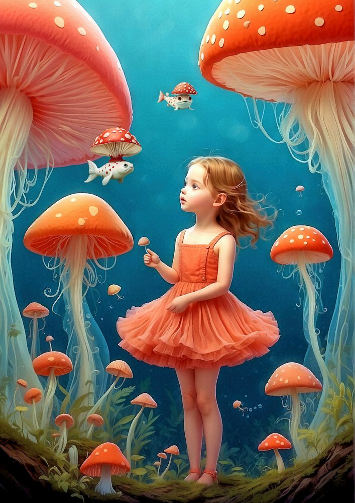 Alice zwischen den Pilzen Foto & Bild | ki-generierte bilder, ki - montagen, ki - fantastisches ...