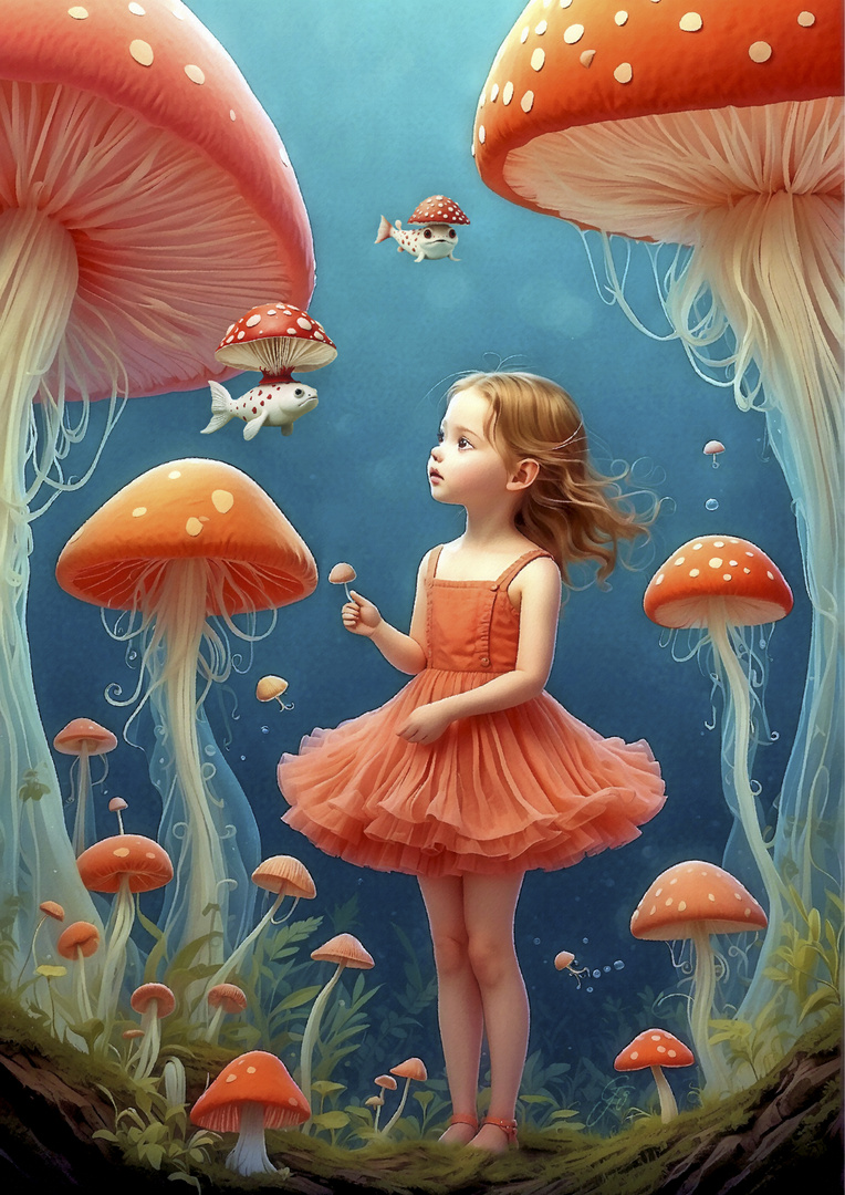 Alice zwischen den Pilzen Foto & Bild | ki-generierte bilder, ki - montagen, ki - fantastisches ...