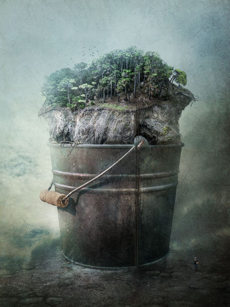 Alles im Eimer Foto & Bild | fotomontage, surreal, bäume Bilder auf ...