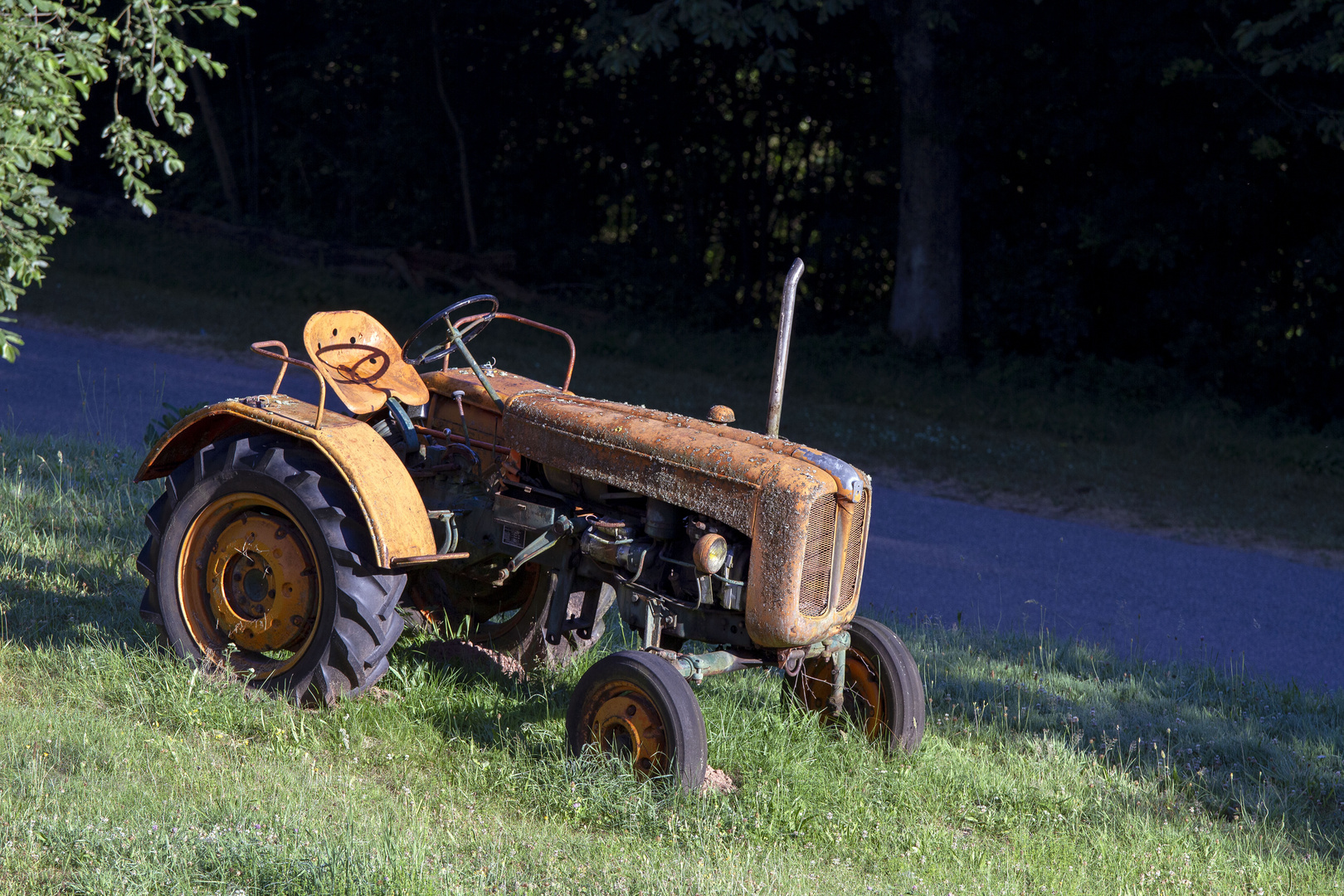 alter Traktor im Morgenlicht Foto & Bild | france, world, straße Bilder ...