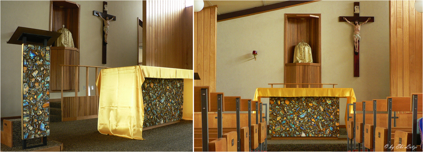 ** An Altar made of Boulder Opal / Quilpie St, Finbarr's Church ** Foto ...