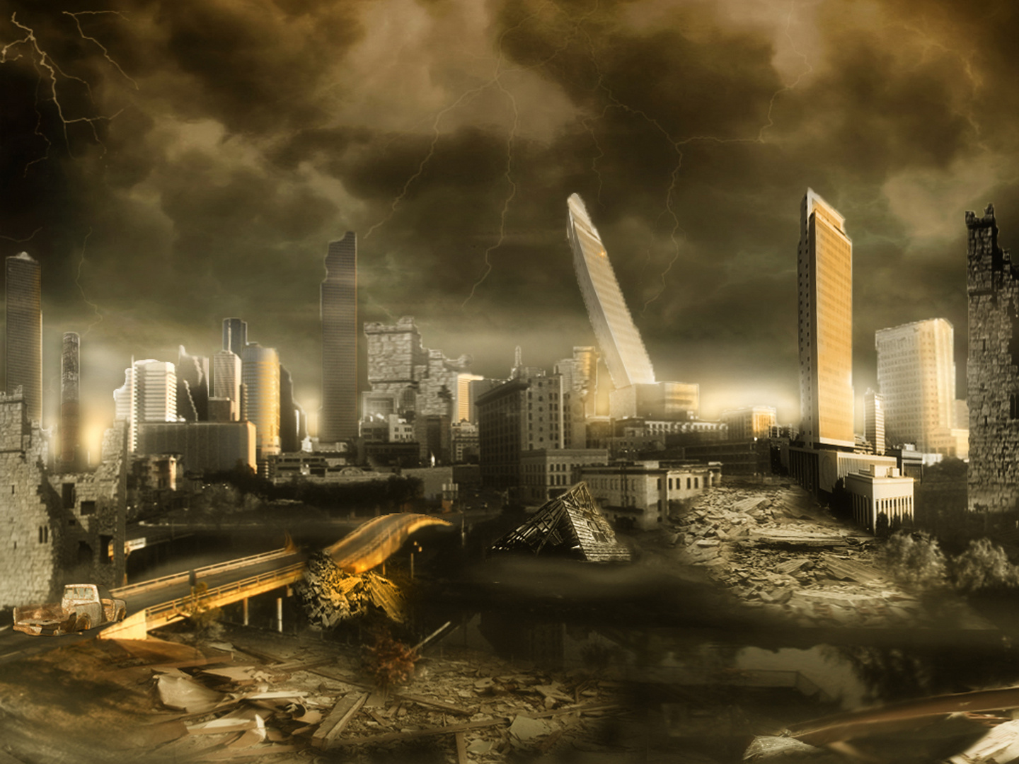 Apocalypse now Foto & Bild | fotomontage, apokalypse city stadt bridge ...