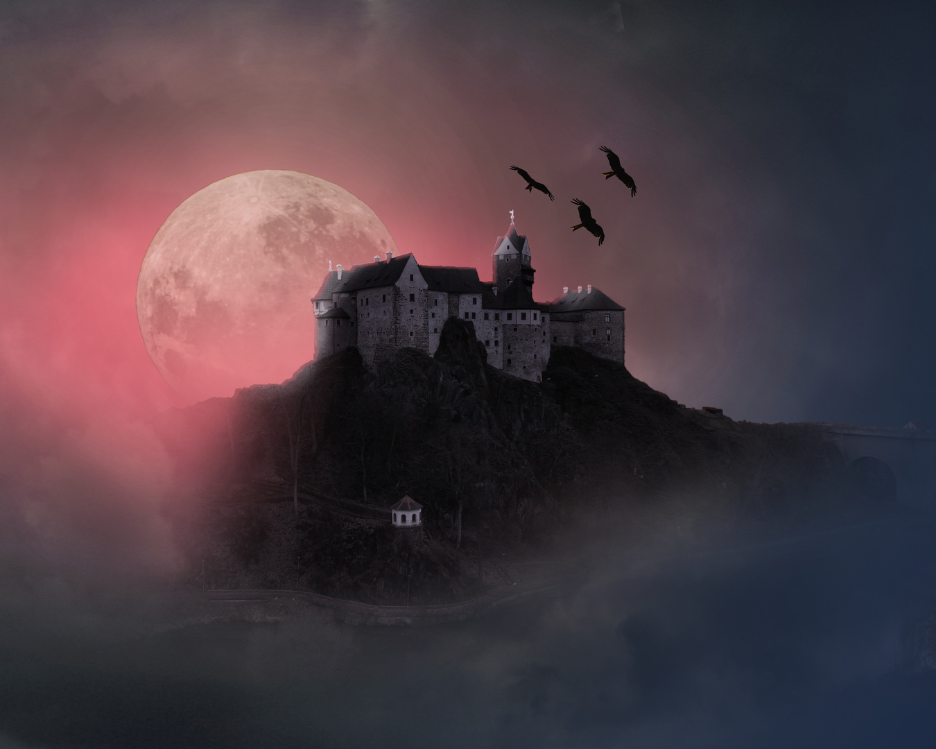 auf Burg Elbogen (Hrad Loket) zur Geisterstunde ... Foto & Bild | fotomontage, fantasy mystery ...