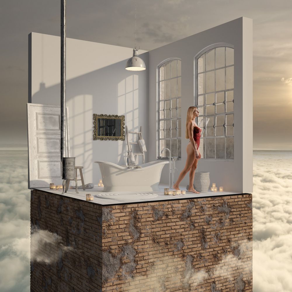 Bathroom in the Sky Foto & Bild | fotomontage, fantasy mystery, surreal Bilder auf fotocommunity