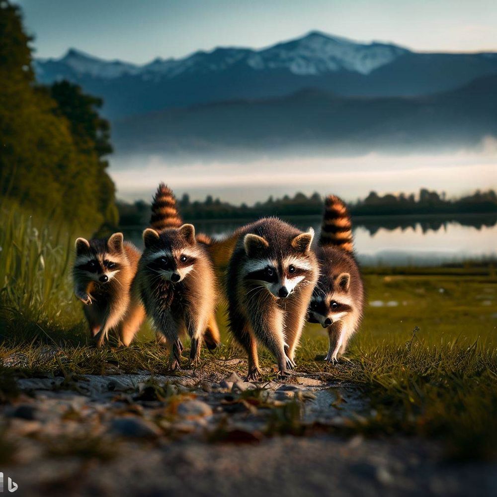 "Beim abendlichen Spaziergang, Foto & Bild | ki - montagen, familie waschbär, world Bilder auf ...