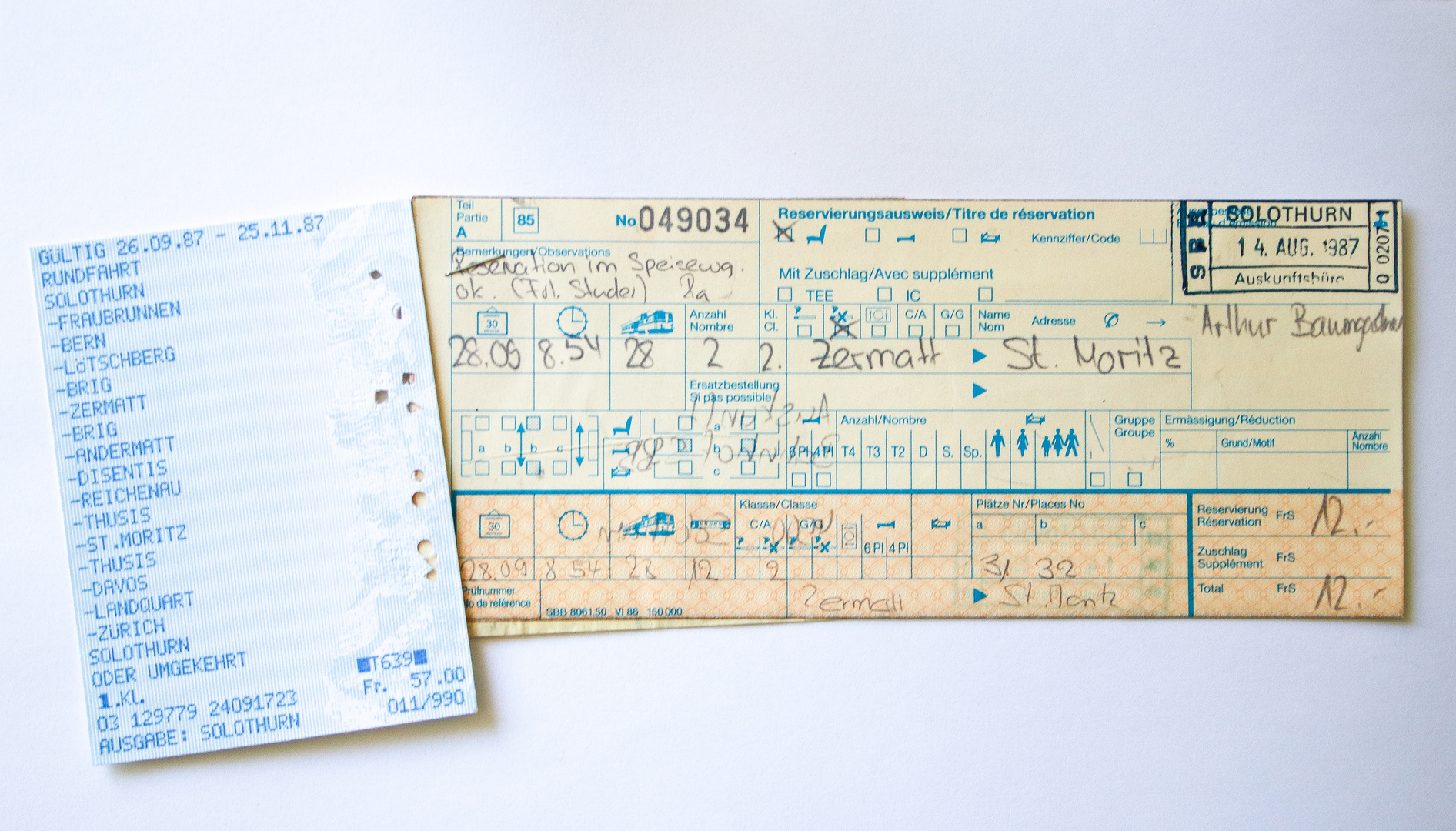 Billett und Reservation Foto & Bild | stillleben, erinnerungen, 1987 ...