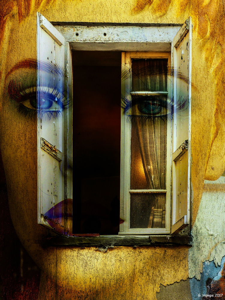 Blue eyes behind the old window Foto & Bild | fotomontage, composing , art Bilder auf fotocommunity
