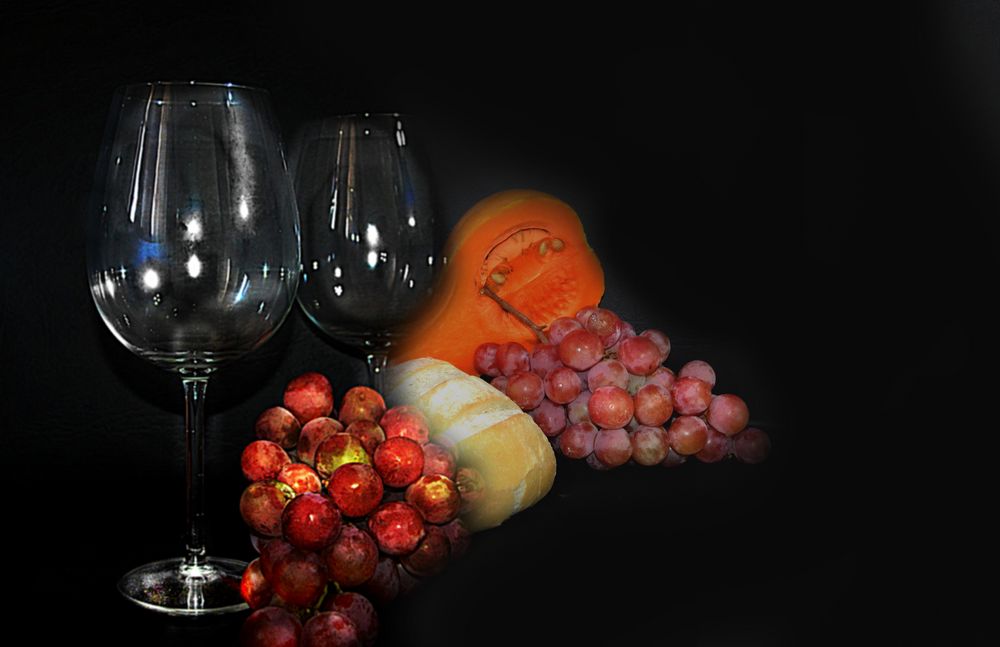 BODEGON Imagen & Foto | uvas copas pan Fotos de fotocommunity