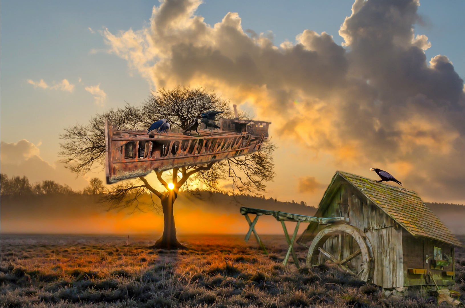 Bruchlandung Foto & Bild | fotomontage, surreal, sonne Bilder auf fotocommunity