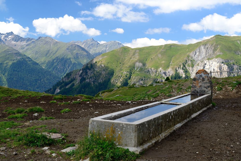 Brunnen vor der Alp Laret Foto & Bild | natur, landschaft, berge Bilder ...