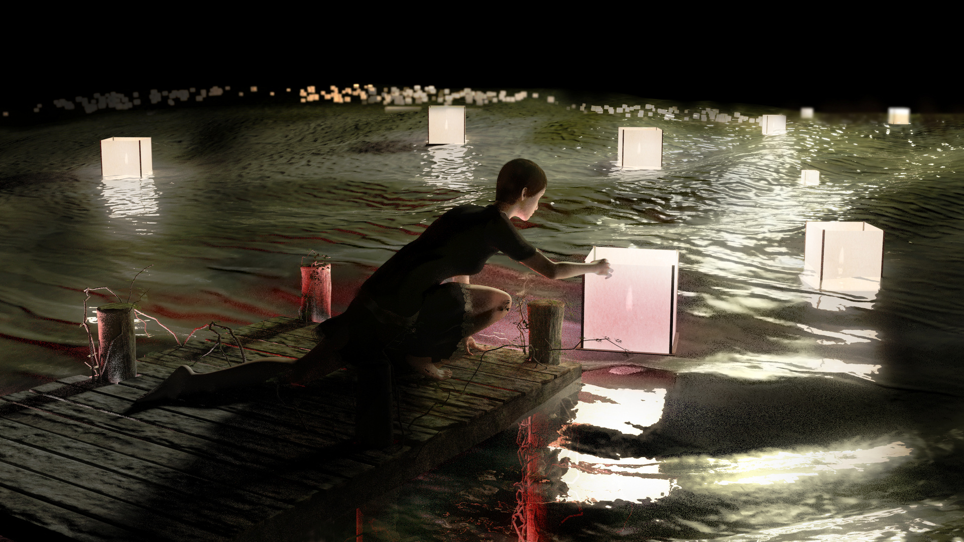 Burning like a beacon in the night Foto & Bild | night, water, surreal ...