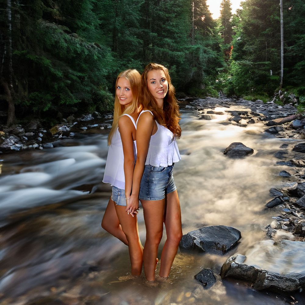 Caro & Vicky am KI-Bachlauf_02 Foto & Bild | erwachsene menschen, portraits erwachsener ...