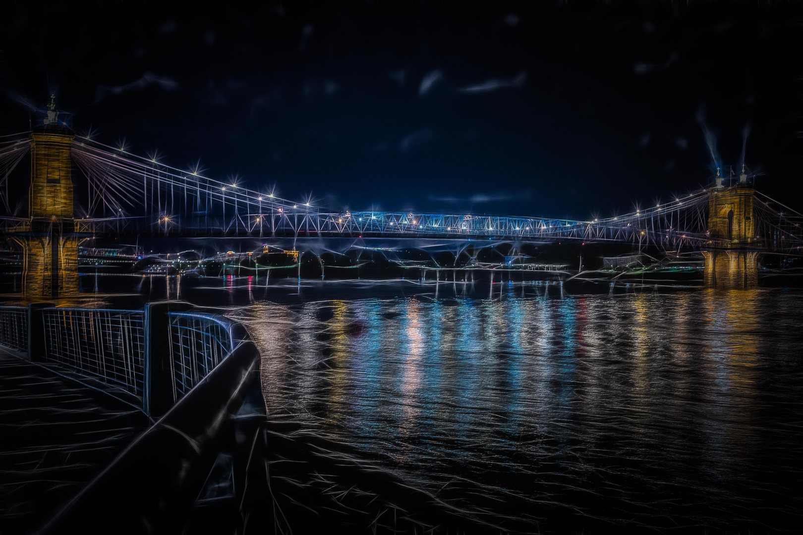 Cincinnati-Covington Bridge Foto & Bild | art, city, usa Bilder auf ...