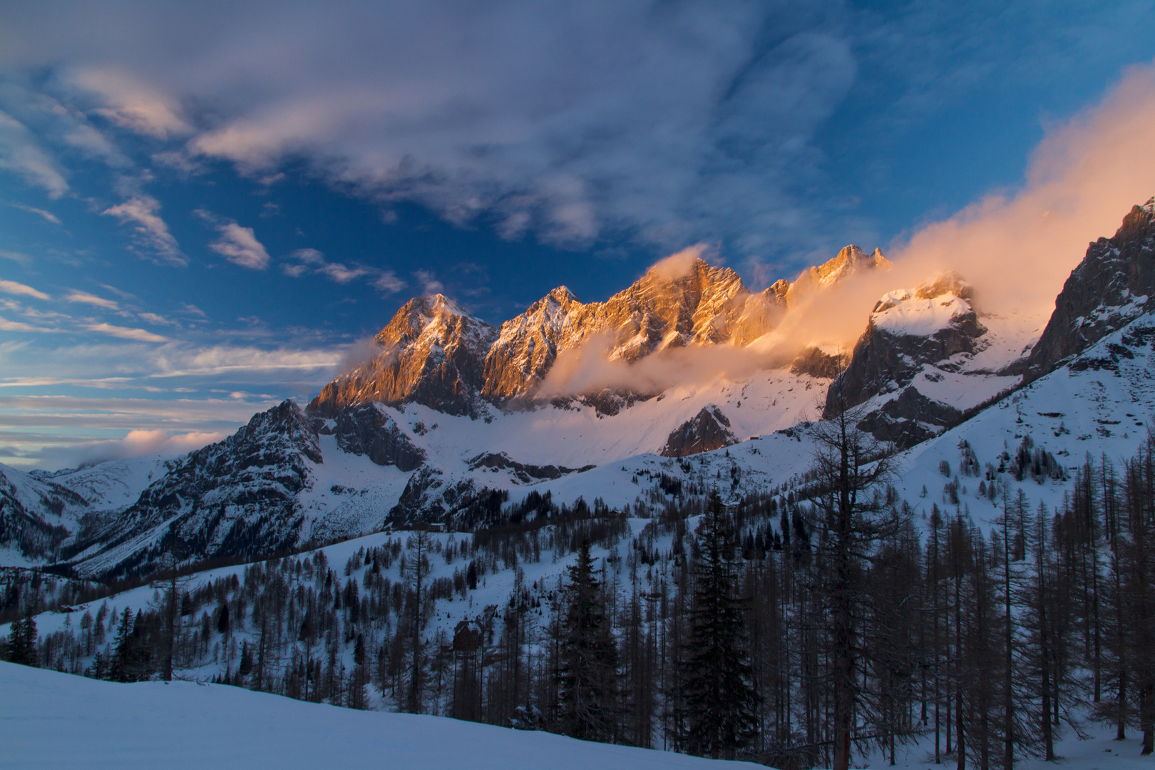 Dachstein-Massiv bei Sonnenuntergang Foto & Bild | landschaft, berge ...
