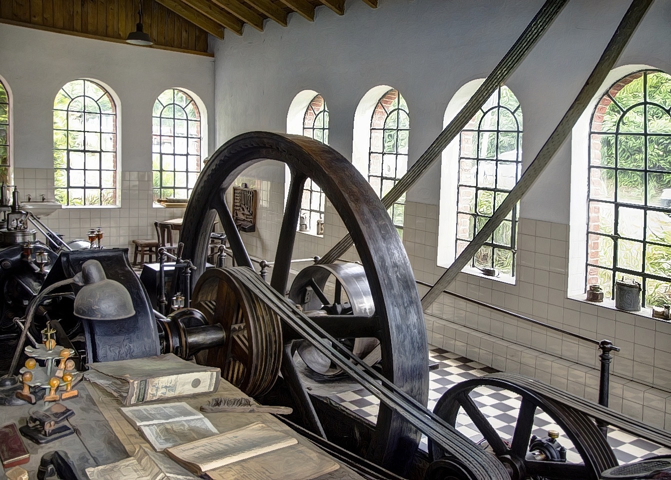 Dampfmaschine mit Riemenantrieb ... Foto & Bild | industrie und technik ...