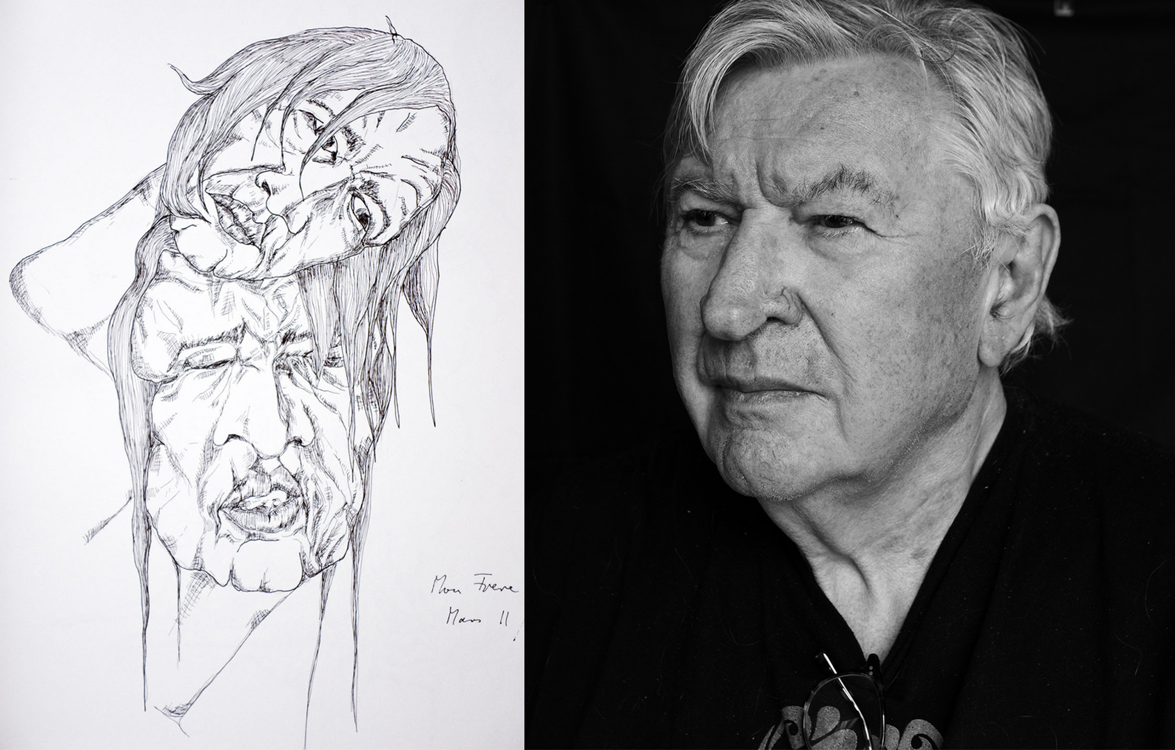 Das Altern. Selbstportrait gezeichnet und fotografiert. Foto & Bild ...