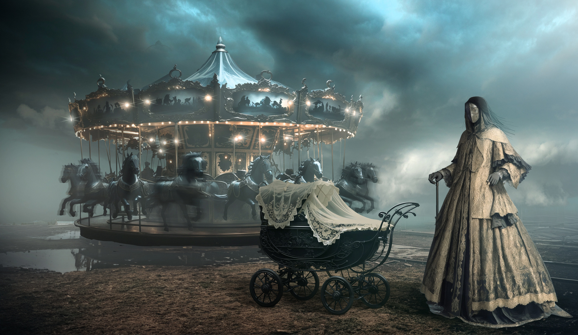 Das Kindermädchen Foto & Bild | fotomontage, fantasy mystery, composing Bilder auf fotocommunity