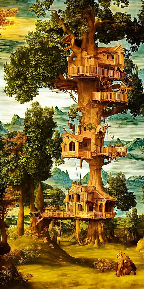 Das mittelalterliche Baumhochhaus Foto & Bild | ki - montagen, surrealissmus & ki, spezial ...