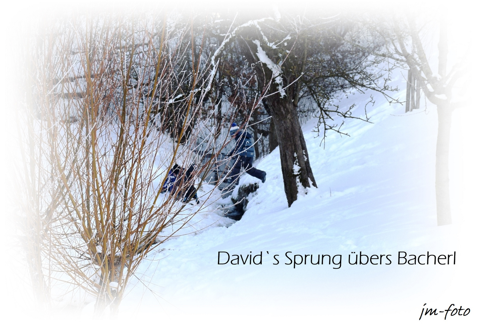 David`s Sprung übers Bacherl Foto & Bild | familie , spielen, schnee ...