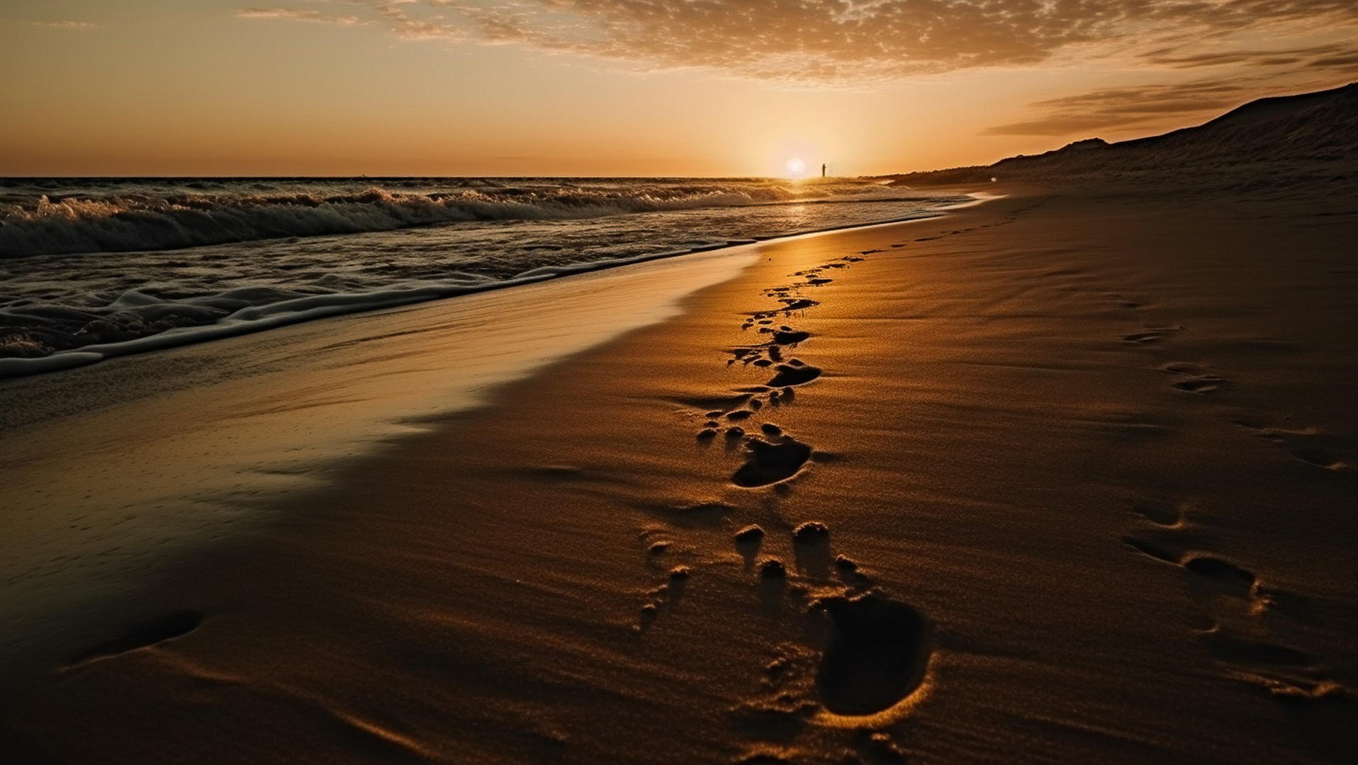 Deine Spuren im Sand Foto & Bild | sonnenuntergang, surreal, april Bilder auf fotocommunity