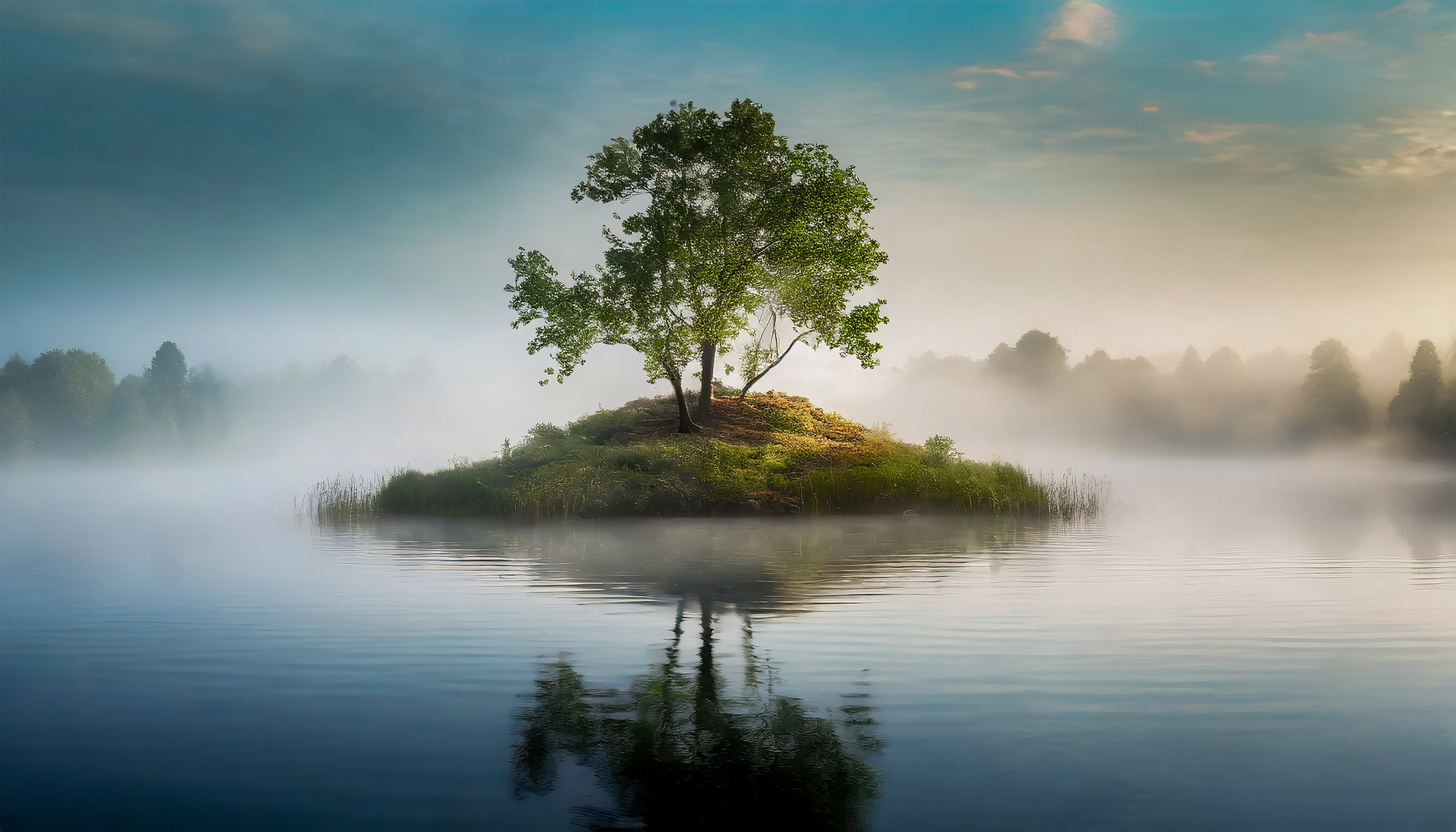 Der einsame Baum auf der Insel Foto & Bild | ki - natur, ki ...