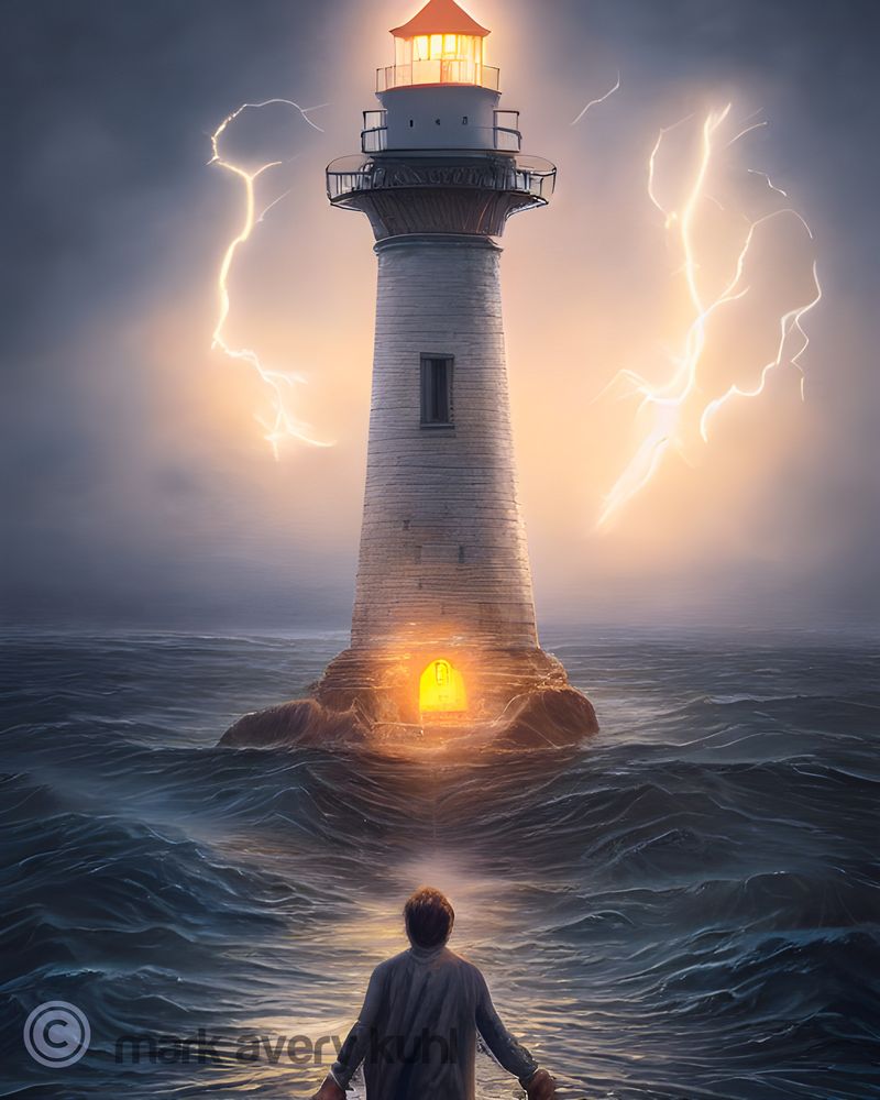 Der Leuchtturm Mann am Meer Foto & Bild | ki-generierte bilder, ki-montagen, art Bilder auf ...
