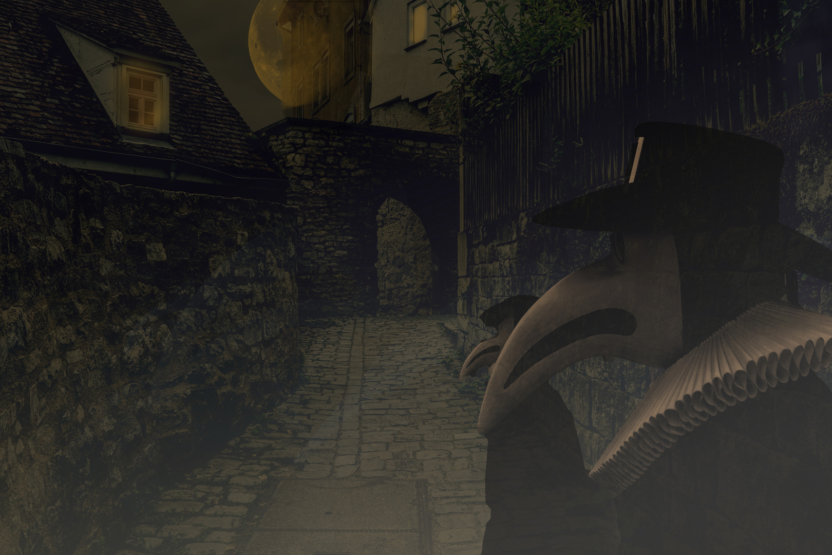 Der Pestdoktor schleicht um Mitternacht Foto & Bild | surreal ...