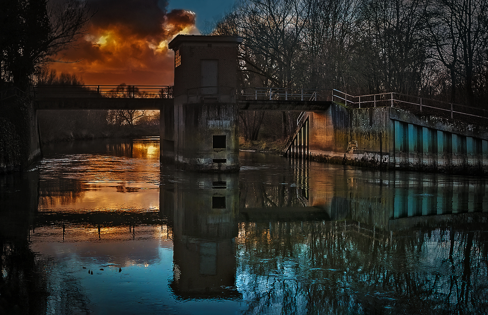 Die Lippe mit altem Wehr 002b Foto & Bild | landschaft, bach, fluss ...