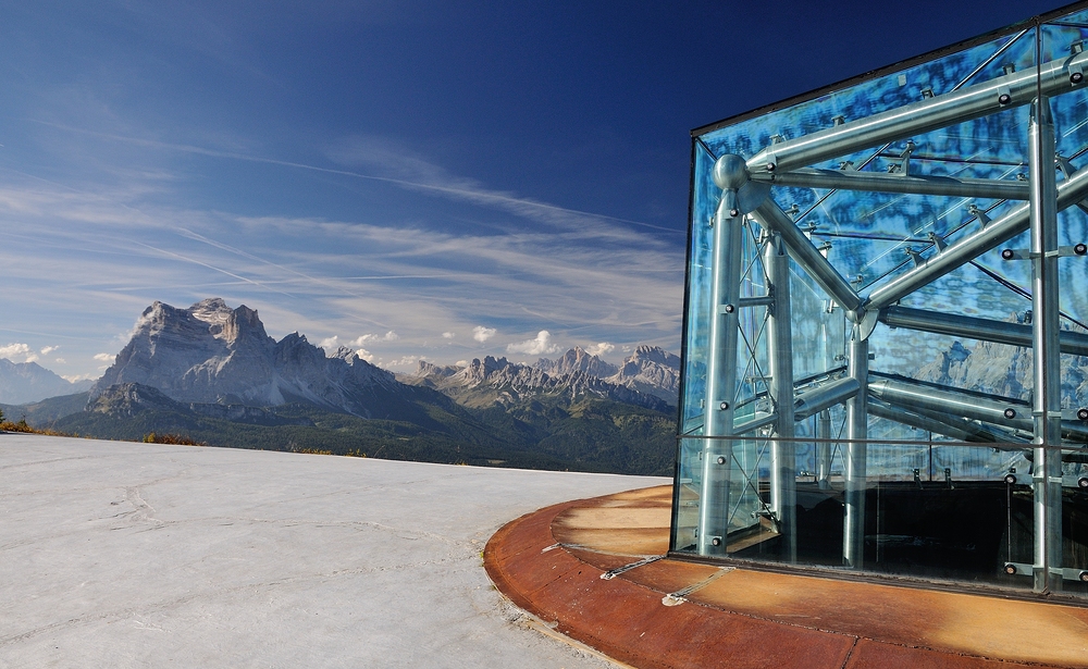 Dolomitenpanoramablick vom Monte Rite, aufgenommen auf einem ...