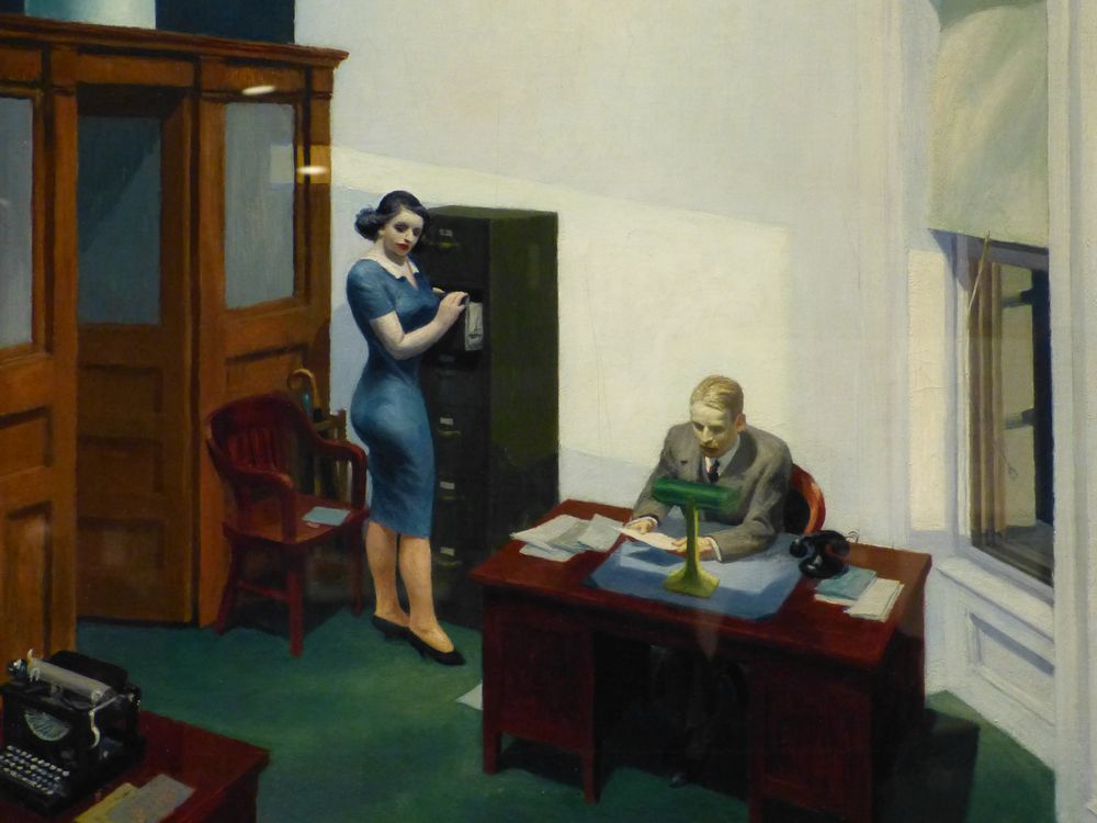 Edward Hopper – Office at Night, Original und Skizze, 1940 Foto & Bild ...