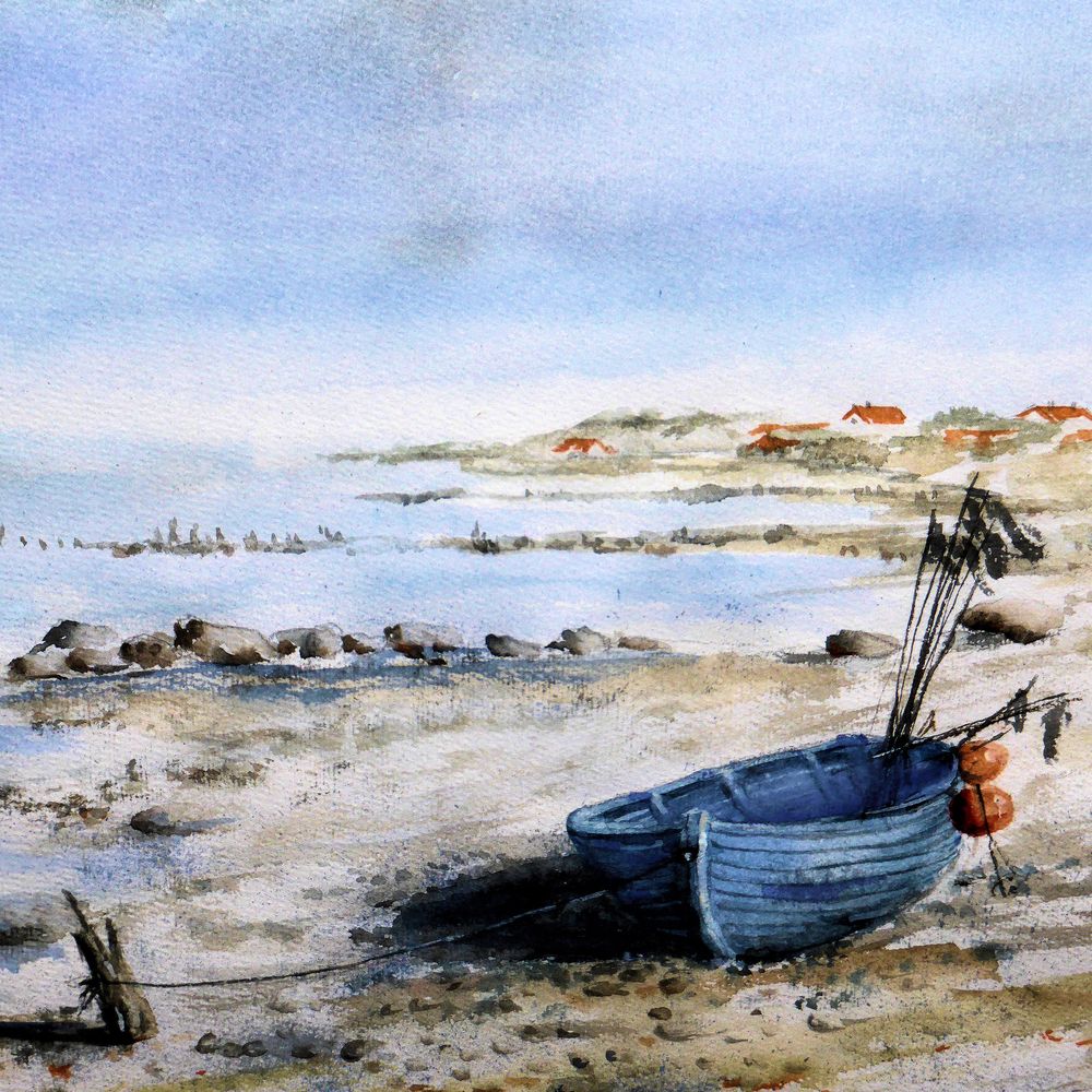 Einsames Boot am Strand von Tverstedt, Dk Foto & Bild | world, natur ...