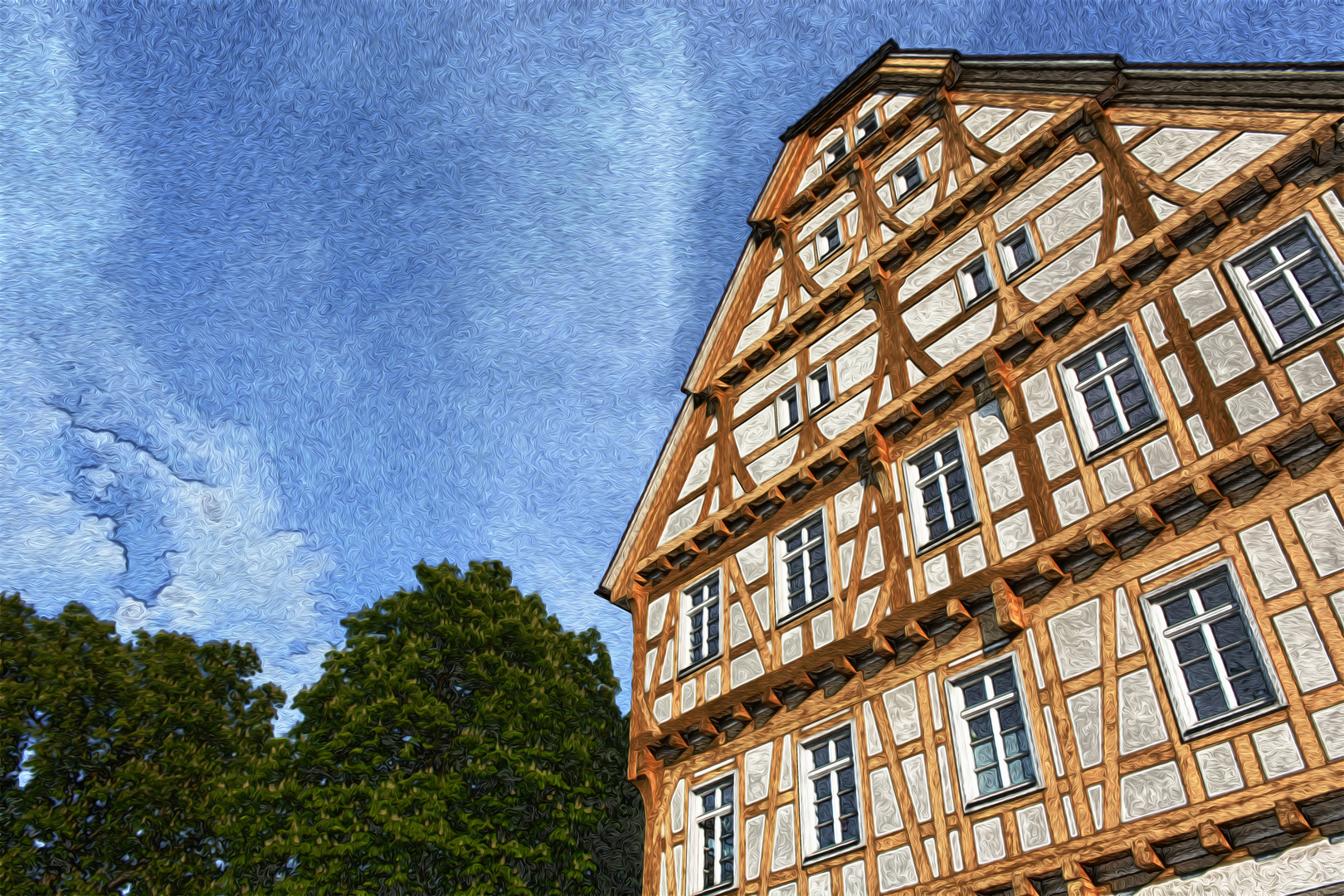 Fachwerkhaus der Musikschule und Stadtbücherei in Neuhausen auf den ...