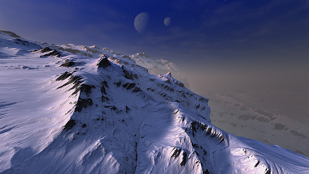 Flug über Ganymed Foto & Bild | rendering, landschaftsrendering, renderings Bilder auf fotocommunity