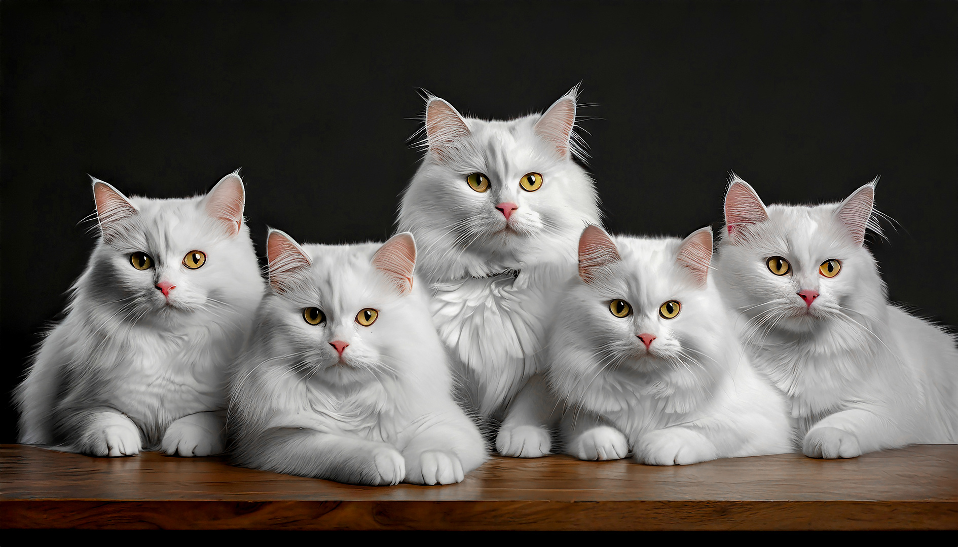 Fünf schöne weiße Katzen Foto & Bild | ki-generierte bilder, ki - natur ...