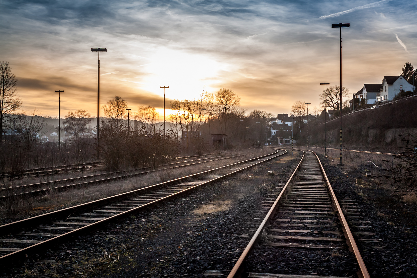 Gleise in den Sonnenuntergang Foto & Bild | gleise, eisenbahn, verkehr ...