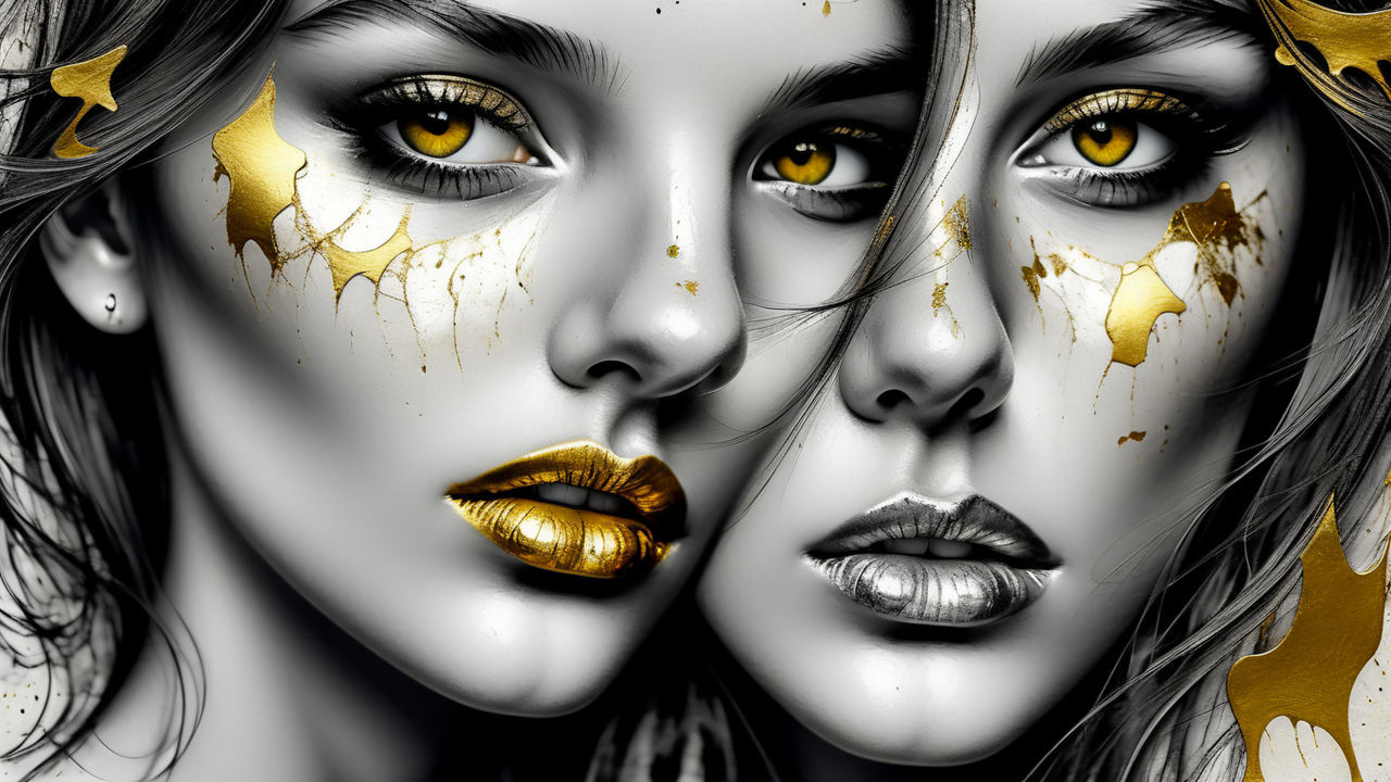 gold and silver lips. Foto & Bild | ki - menschen, ki - portraits, ki - fantastisches Bilder auf ...