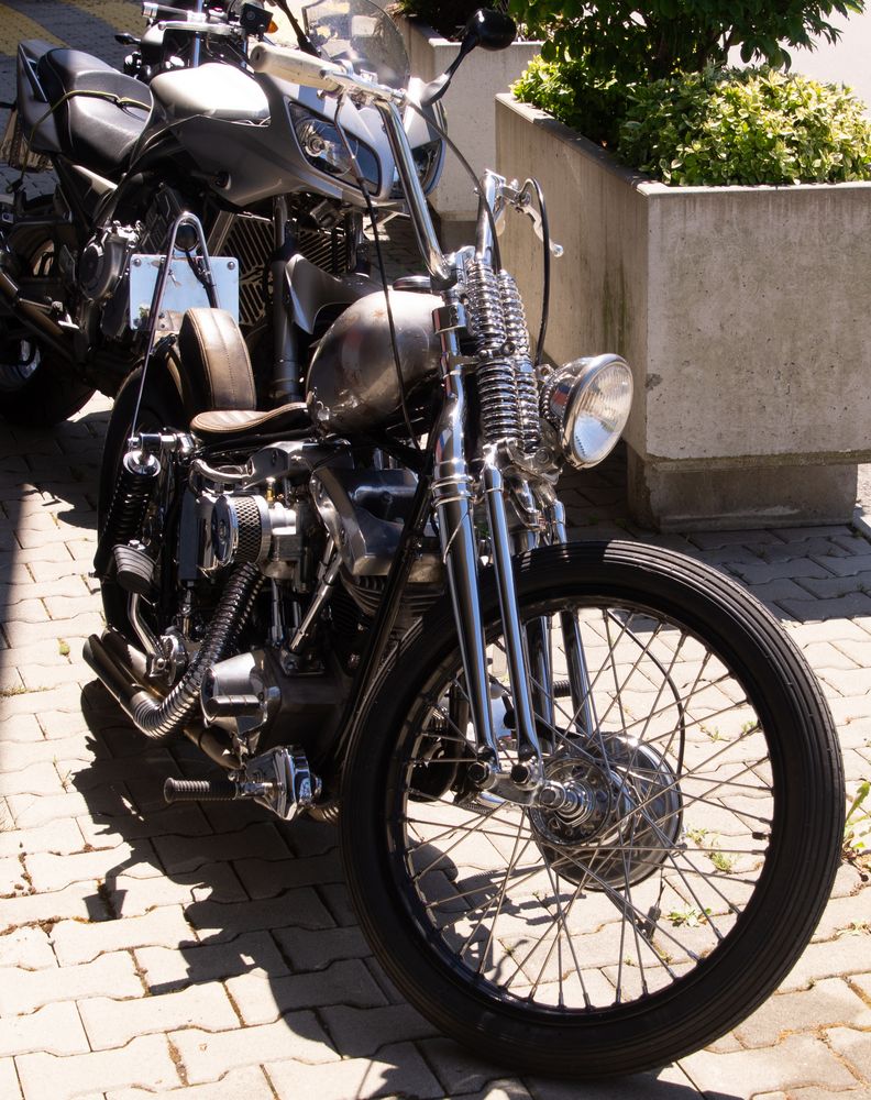 Harley Springergabel - Trommelbremse - Respekt dem Fahrer Foto & Bild ...