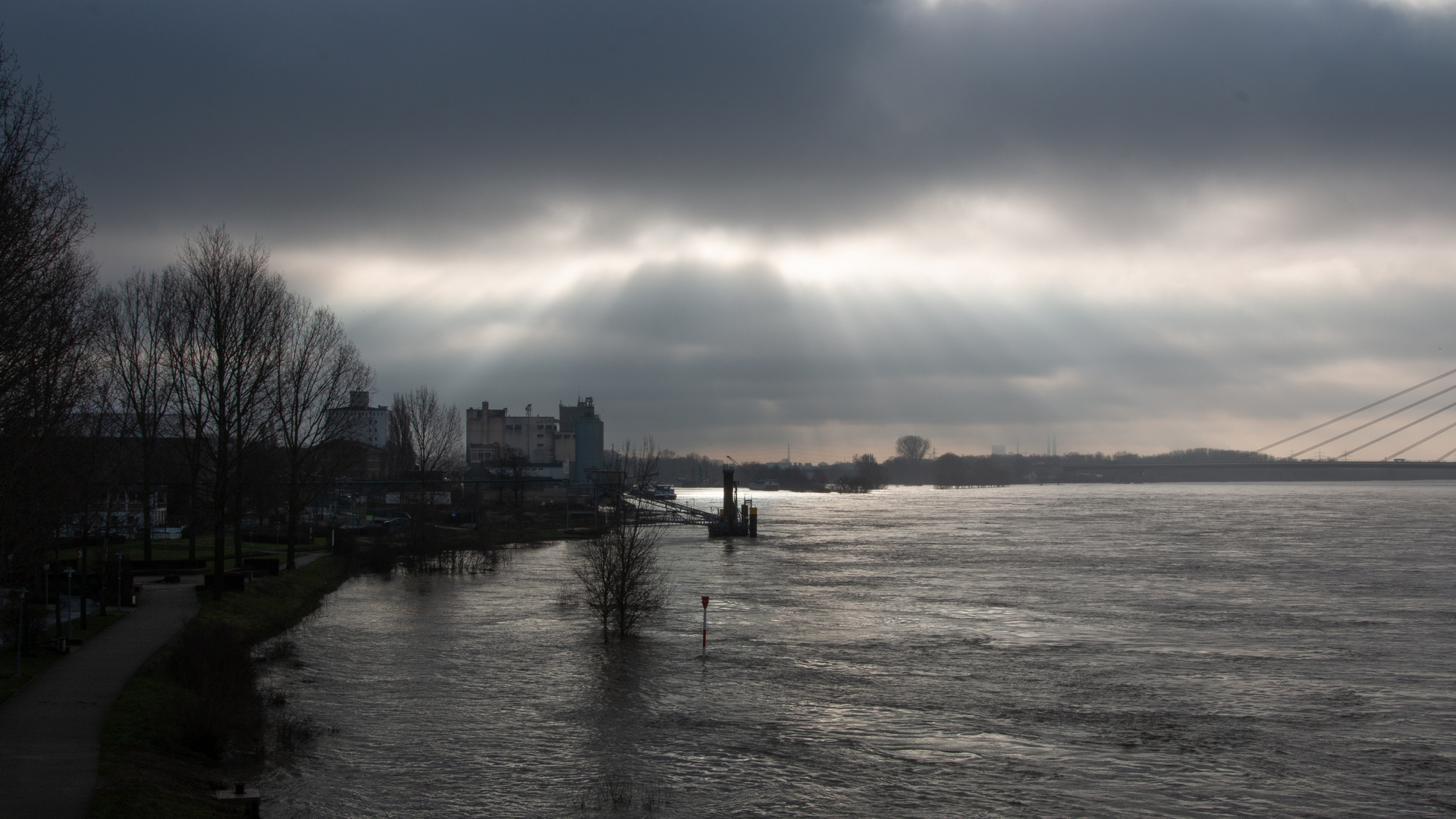 Hochwasser am Rhein Foto & Bild | fotos, wolken, winter Bilder auf ...