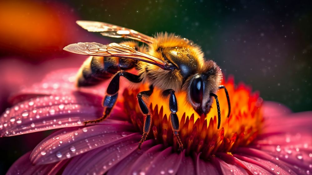 Honigbiene beim Frühstück Foto & Bild | makro, digiart, blumen Bilder ...