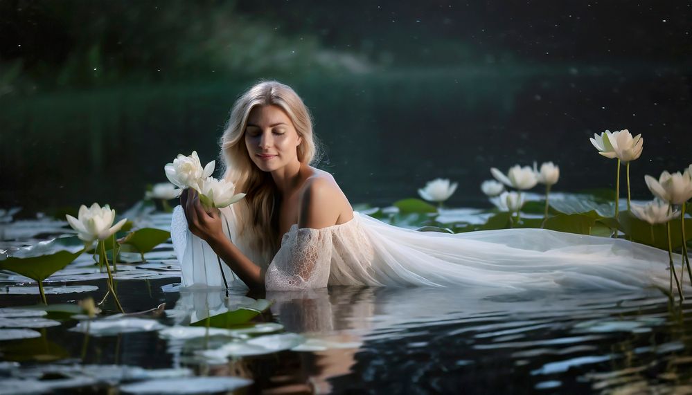 Im Seerosenteich Foto & Bild | ki - menschen, ki - portraits, ki-portraits Bilder auf fotocommunity