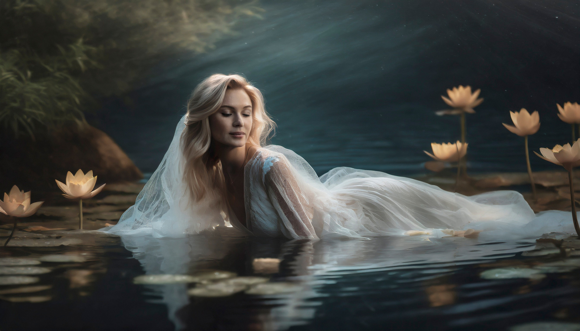 Im Seerosenteich Foto & Bild | ki - menschen, ki - portraits, ki-portraits Bilder auf fotocommunity