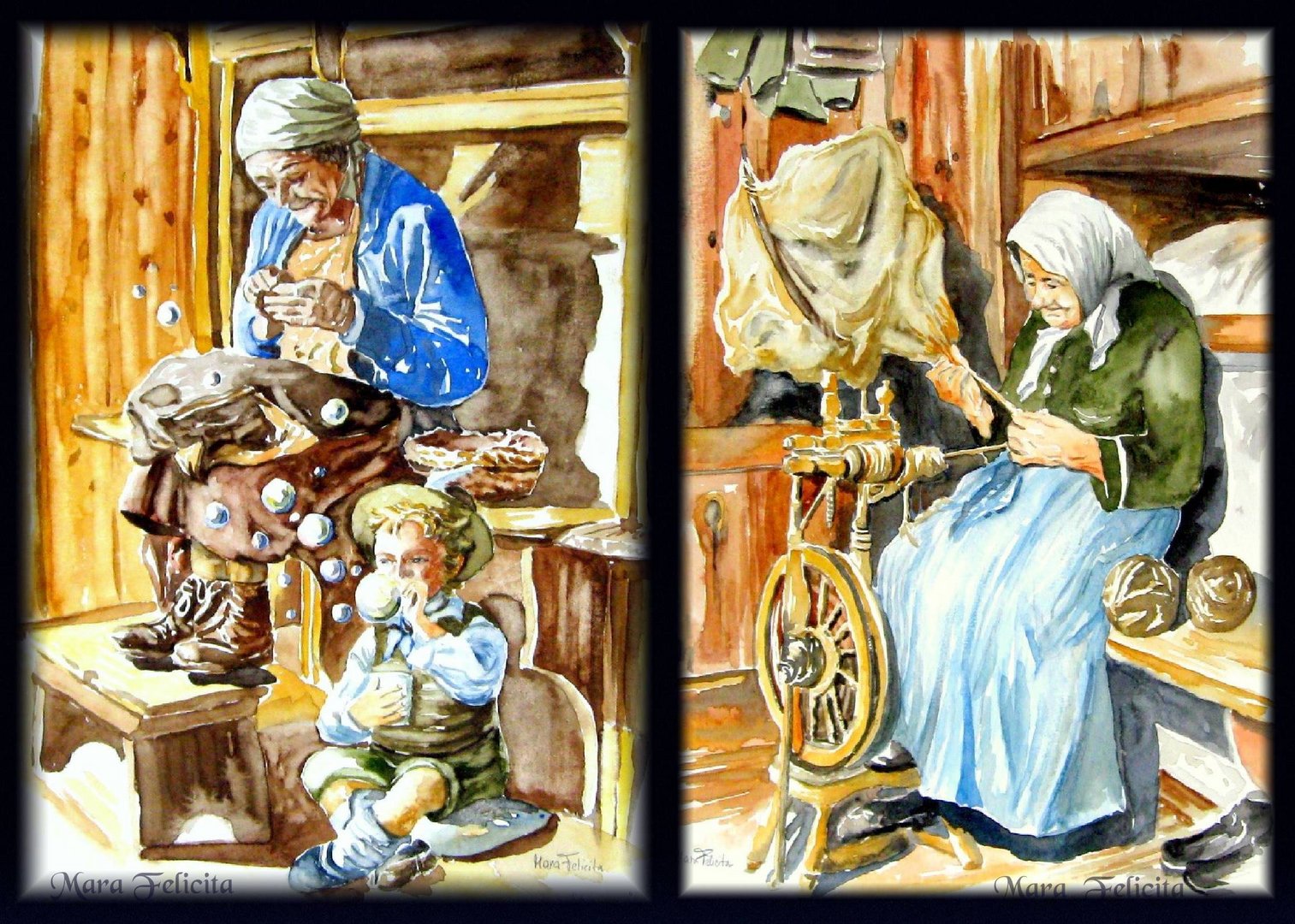 in der Stub'n - bei Großmutter (Oma und Enkerl) Foto & Bild ...