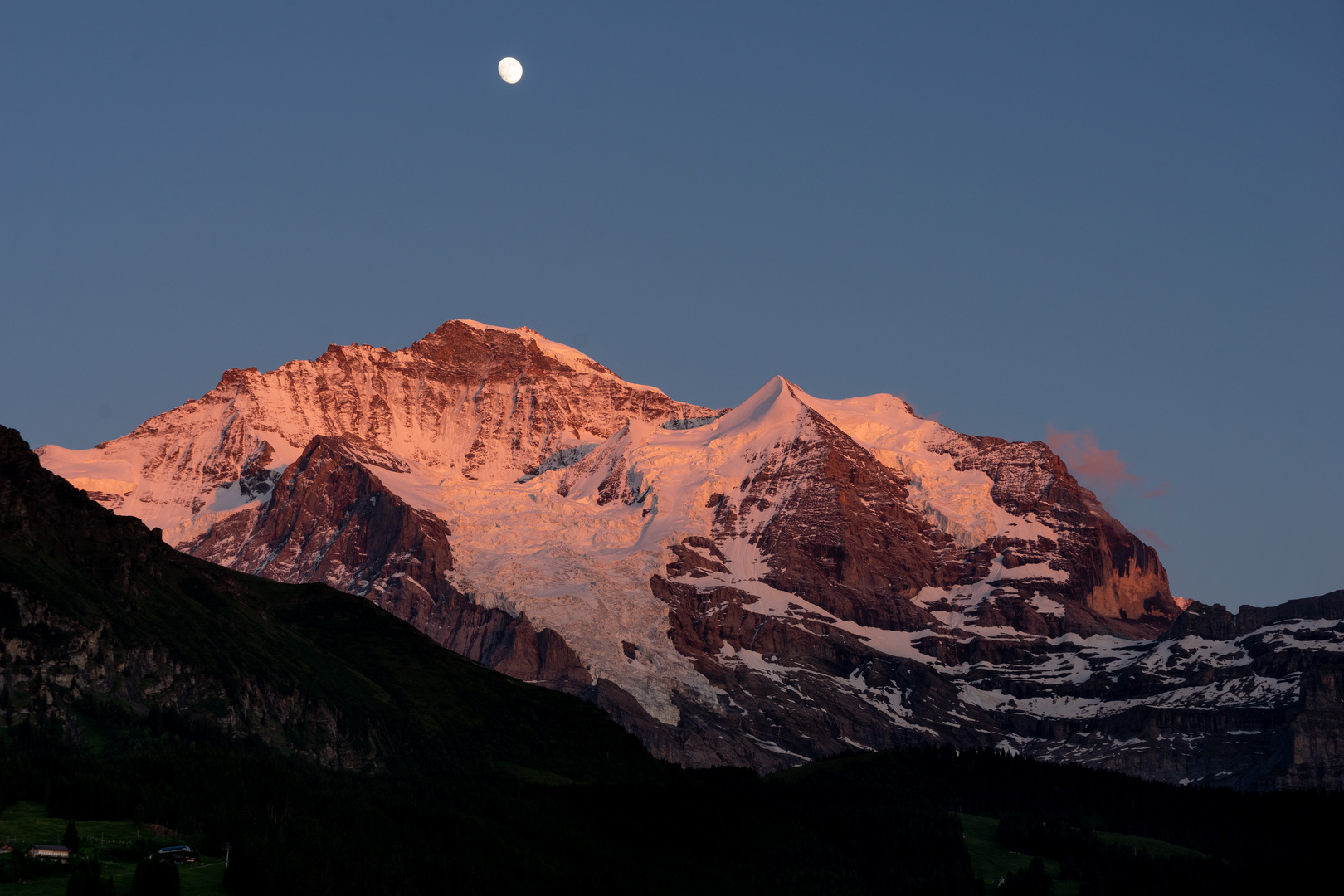 Jungfrau und Silberhorn im letzten Abendlicht Foto & Bild | europe ...