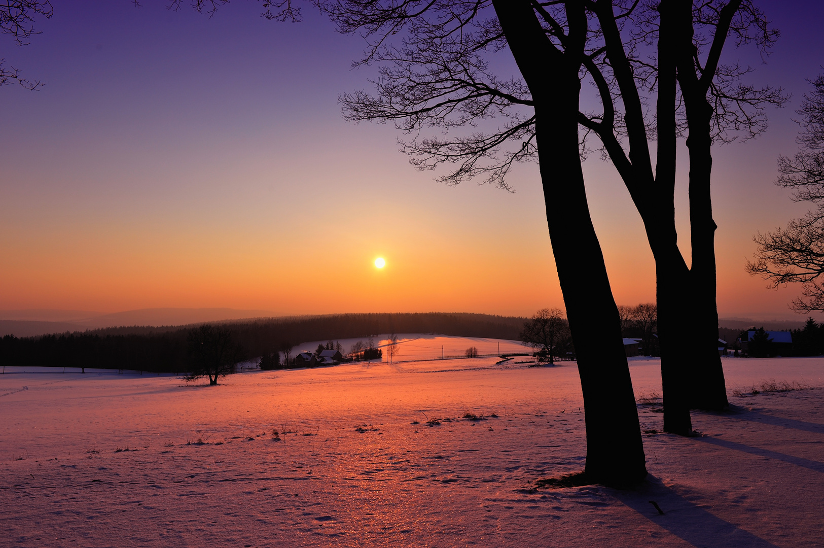 Kalter Winterabend Foto & Bild | jahreszeiten, winter, sonnenuntergang ...