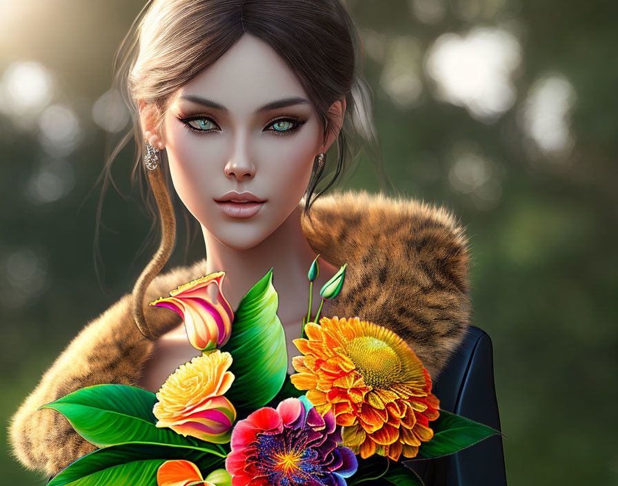 Katzenfrau mit einem Blumenstrauß, KI Bild Foto & Bild | natur-kreativ, bearbeitungs - techniken ...
