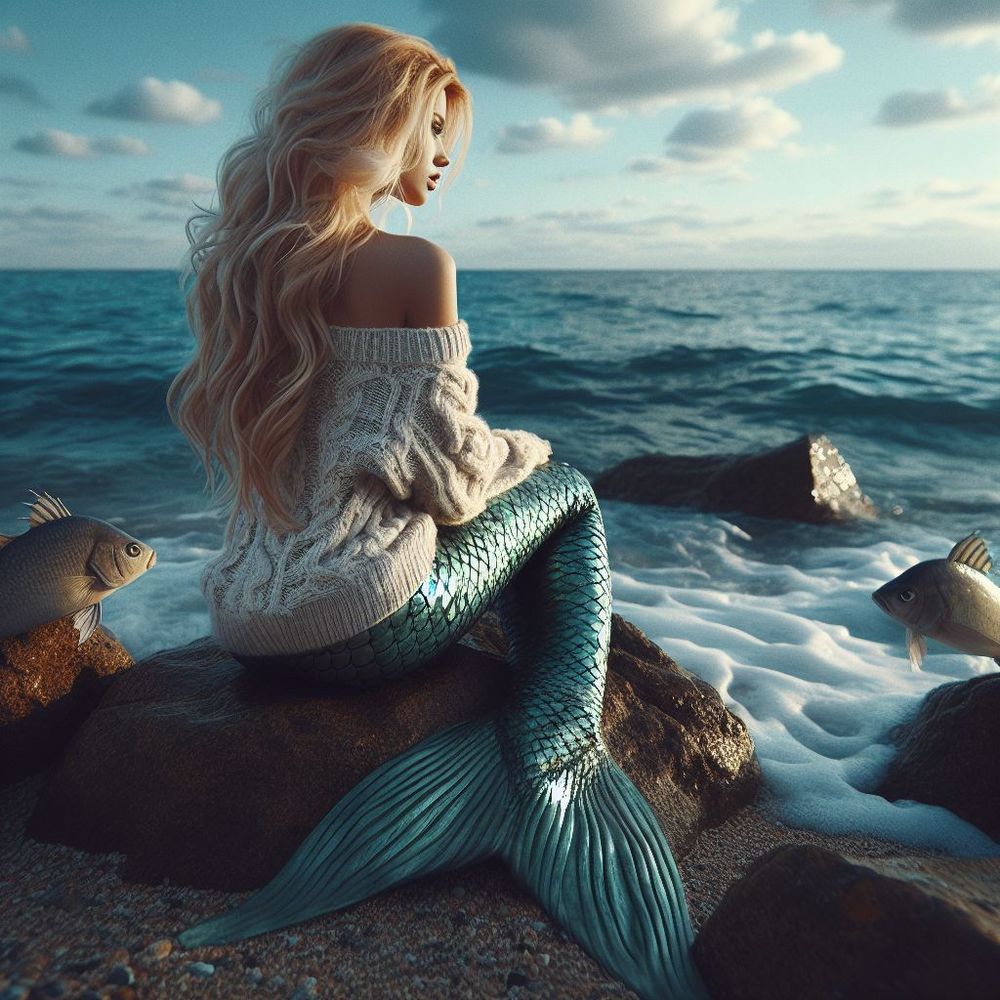 KI Die Meerjungfrau im Wollpullover Foto & Bild | ki-generierte bilder, ki - fantastisches, ki ...