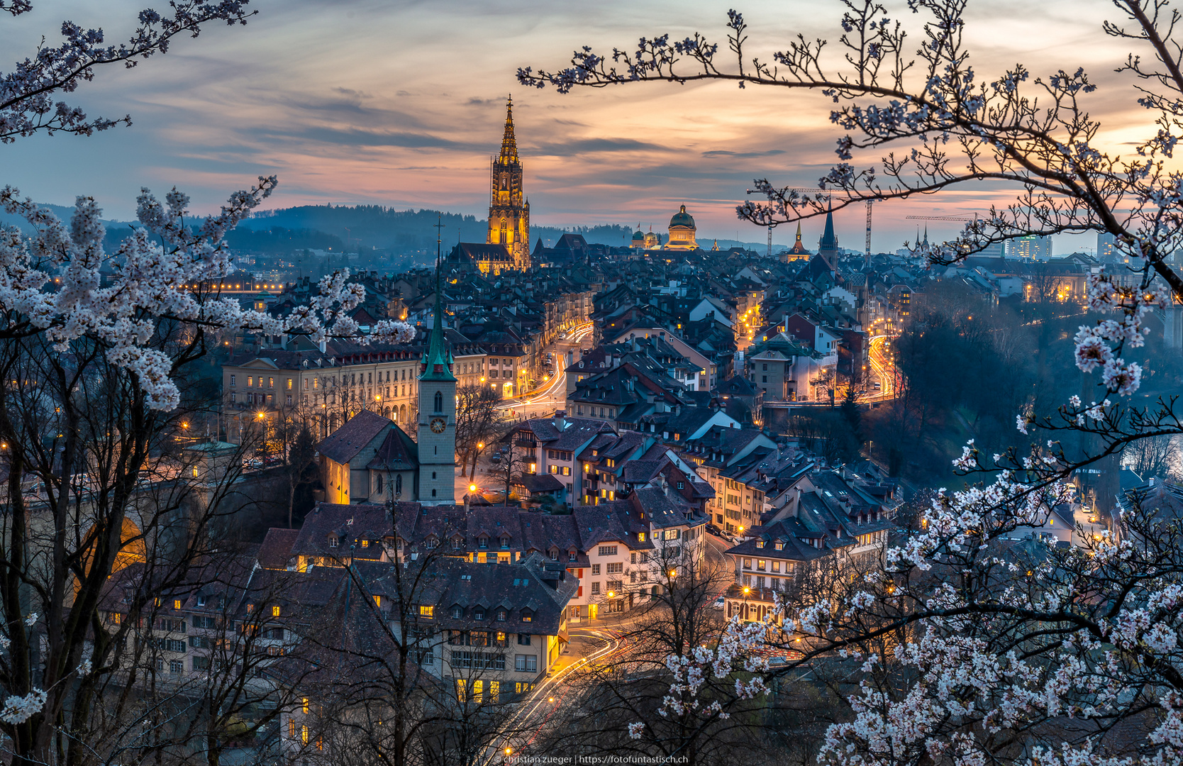 Kirschblüte in Bern am Abend Foto & Bild | sunset, world, nacht Bilder ...