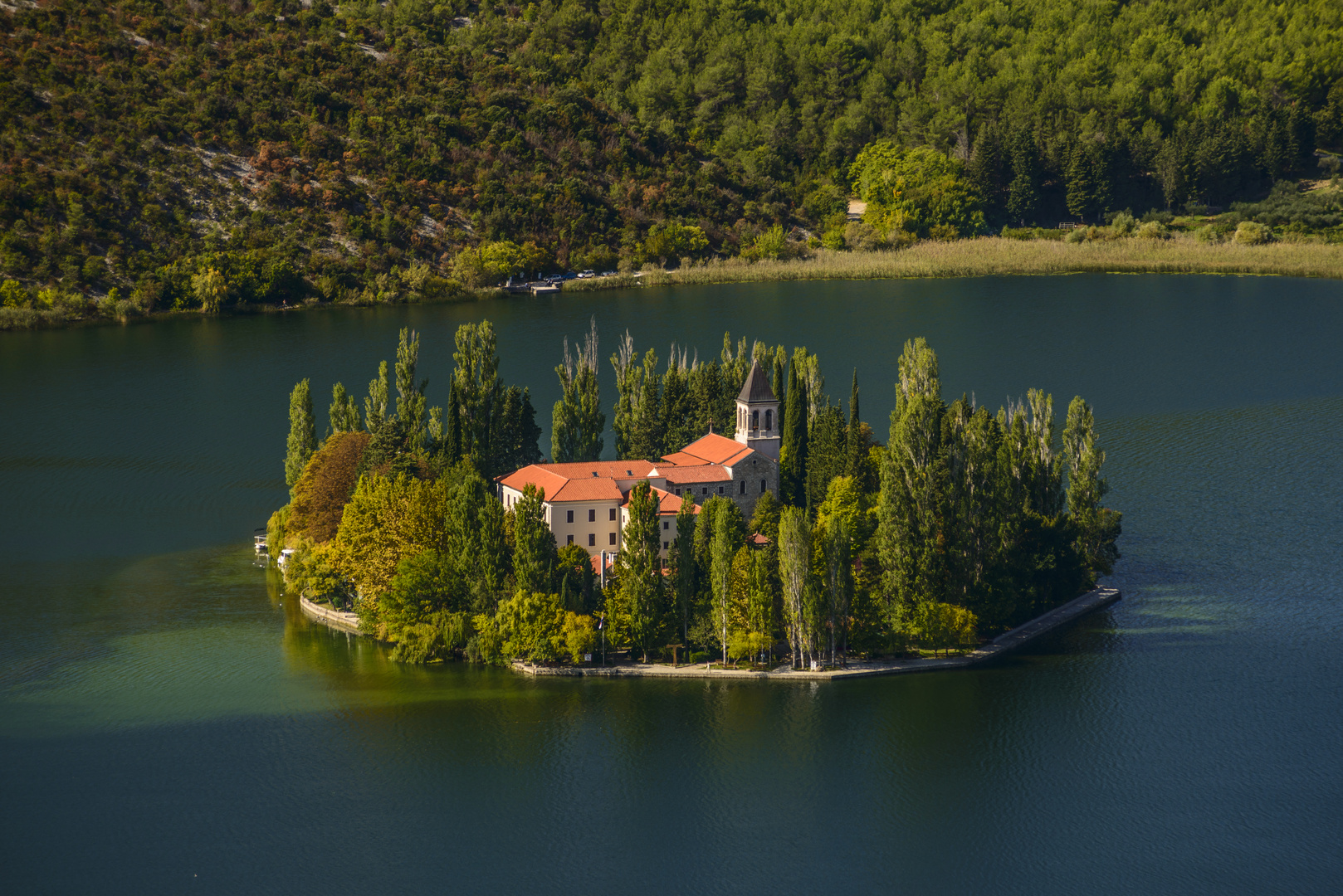 Klosterinsel Visovac, Nationalpark Krka, Dalmatien, Kroatien Foto ...